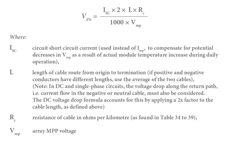 DC Cable Sizing using AS/NZS 3008; and Limitations
